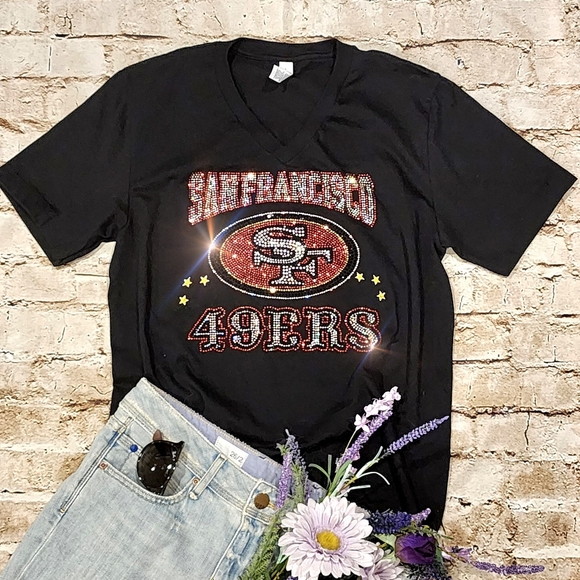 Anvil | Tops | New San Francisco 49ers Bling Tshirt Rhinestone Vneck ...